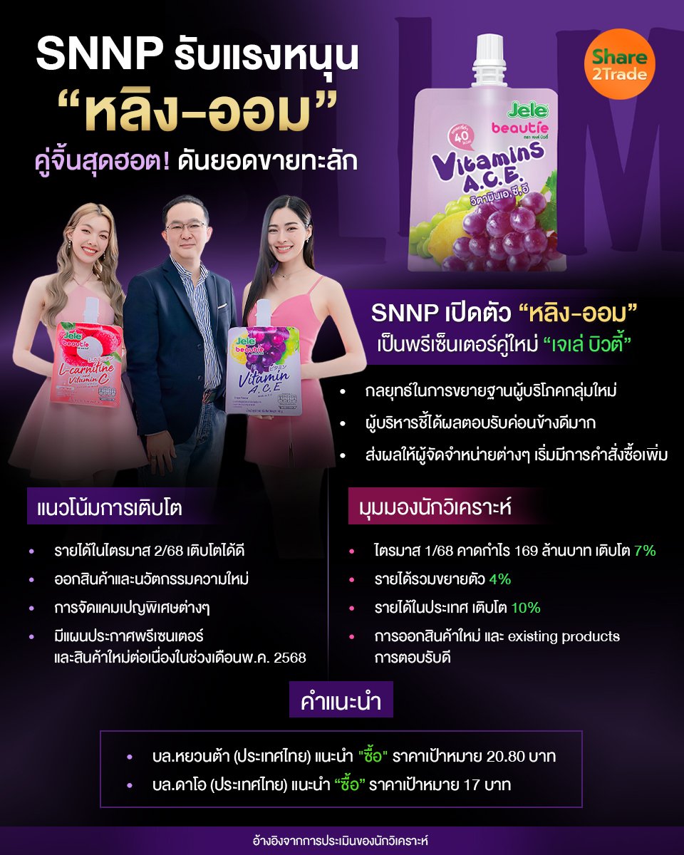 SNNP รับแรงหนุน “หลิง-ออม” คู่จิ้นสุดฮอต! ดันยอดขายทะลัก | Share2Trade